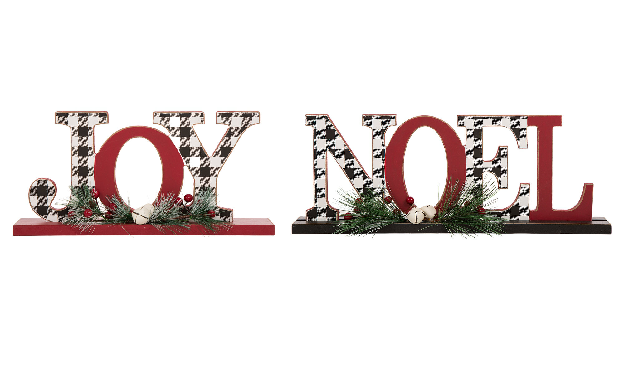 The Holiday Aisle® 2 Piece Christmas Joy and Noel Decorative Accent Set ...
