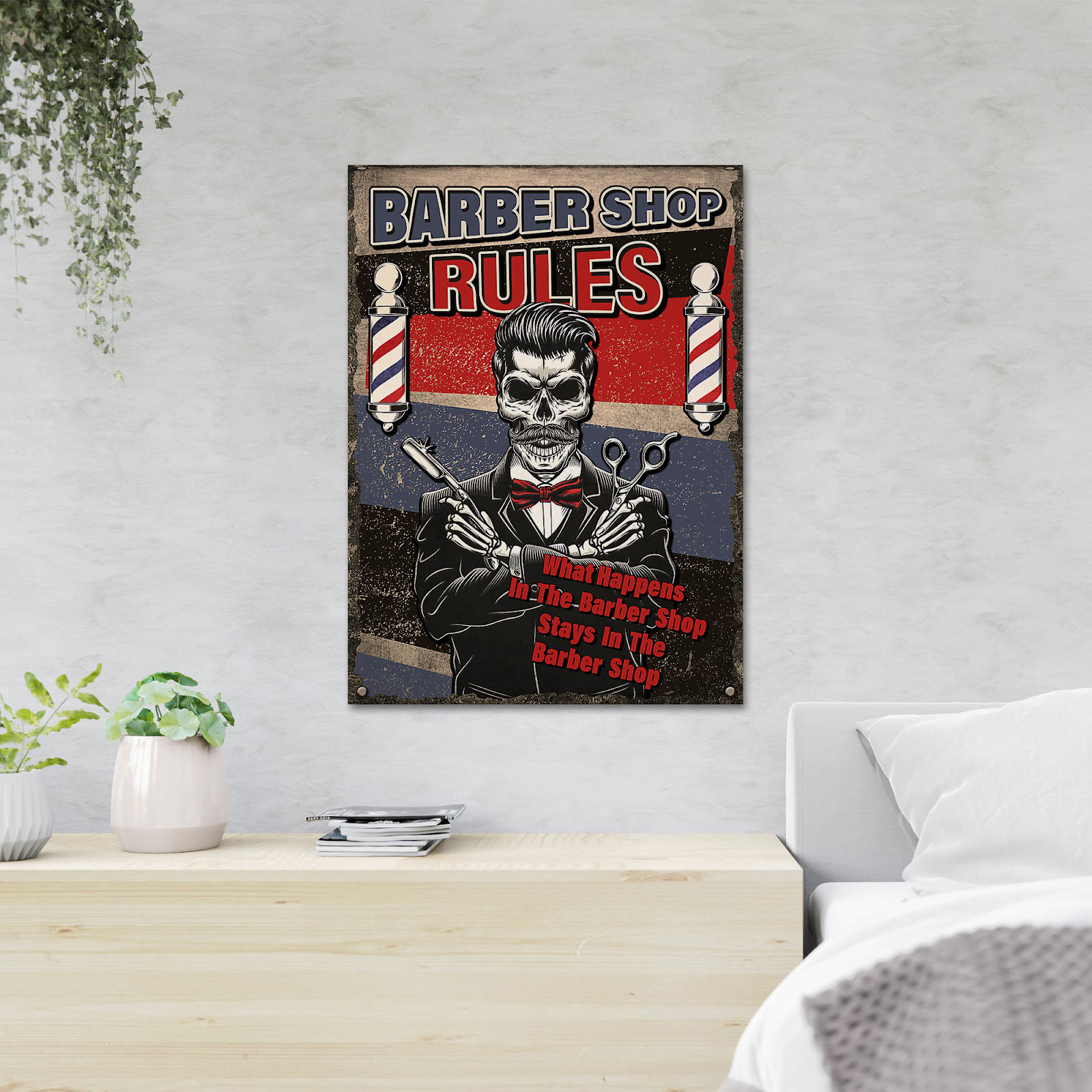 Trinx Skeleton Barber With Comb And Scissors - Barber Shop Rules - 1 ...