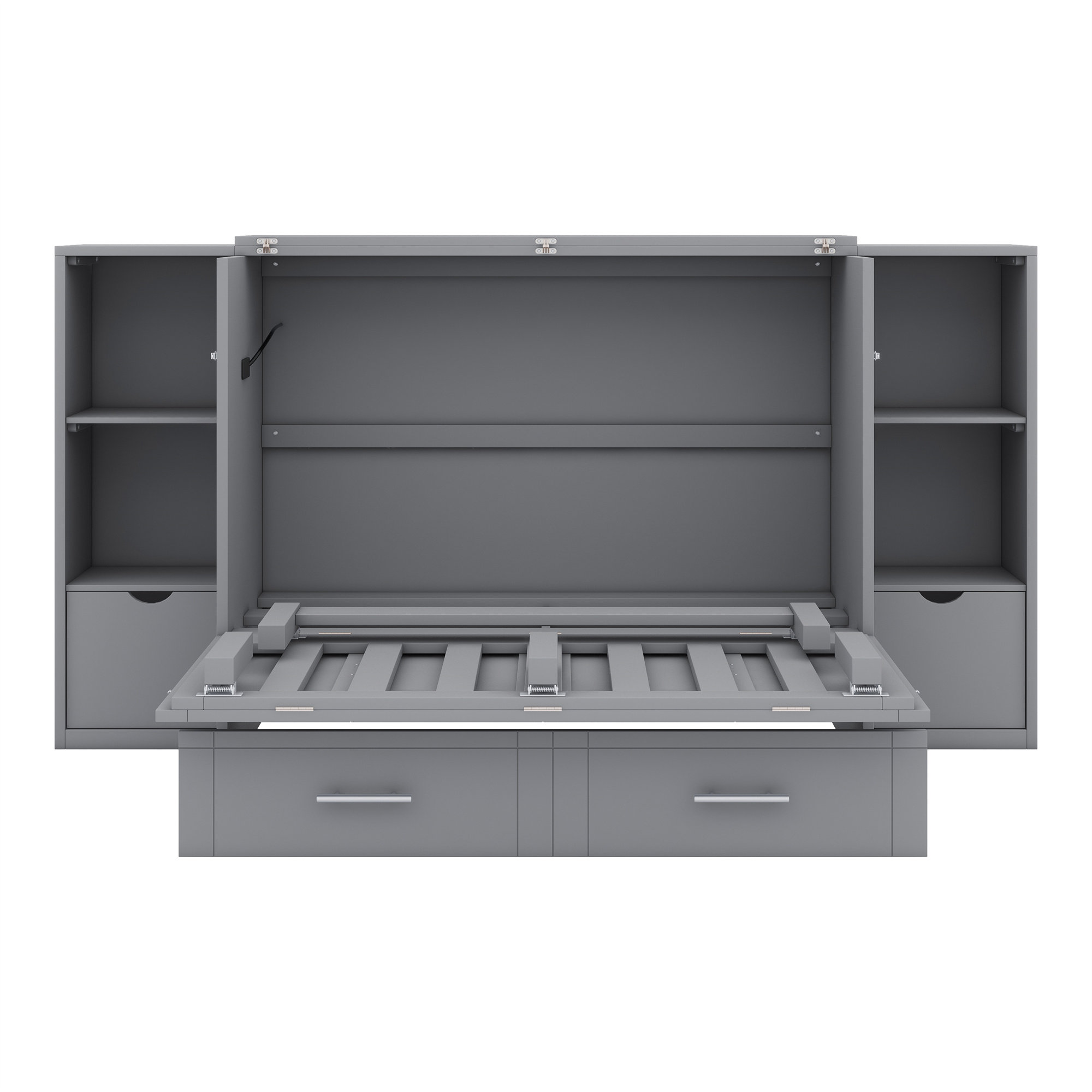 Red Barrel Studio® Murphy Bed With Shelves, Drawers And USB Ports | Wayfair