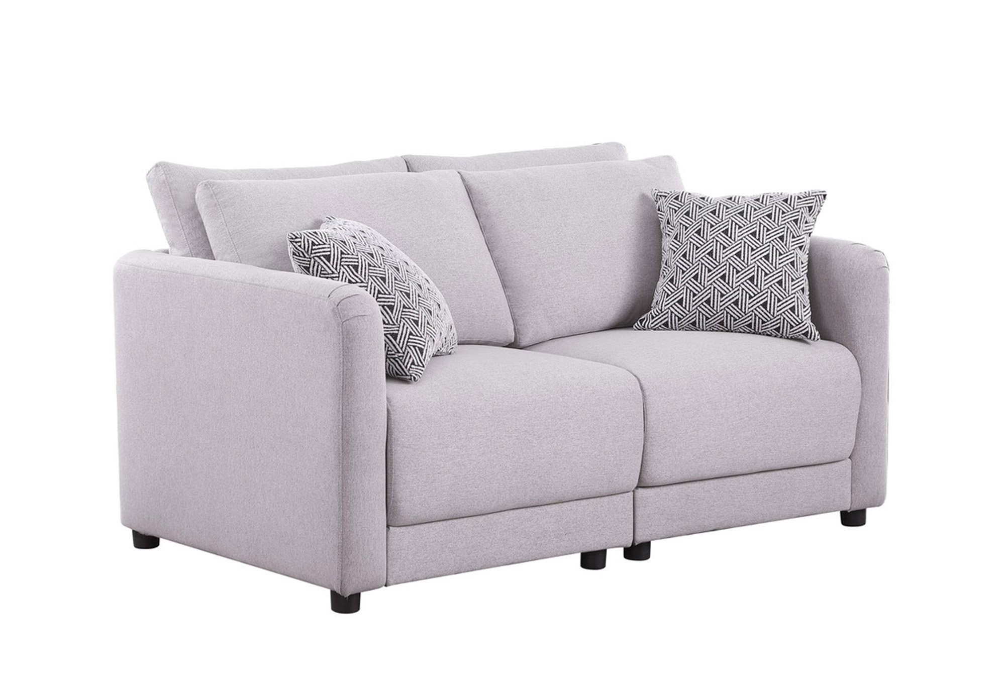 Latitude Run® Griggs 60" Light Gray Linen Fabric Loveseat With Pillows ...