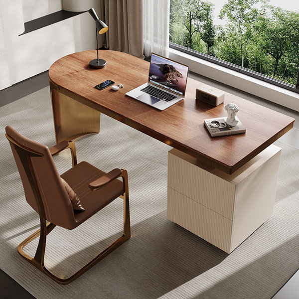 Orren Ellis Rammy 2 Solid Wood Desk And Chair Set Office Set with Chair ...