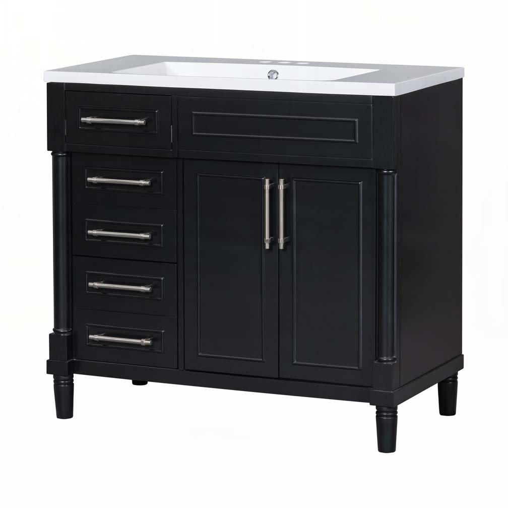 Winston Porter Bathroom Vanity with Resin Sink, 2 Drawers and a Tip-out ...