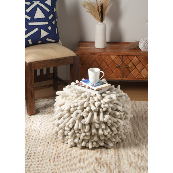 Gracie Oaks Clayford Handmade Round Pouf Foot Stool with Tassel ...
