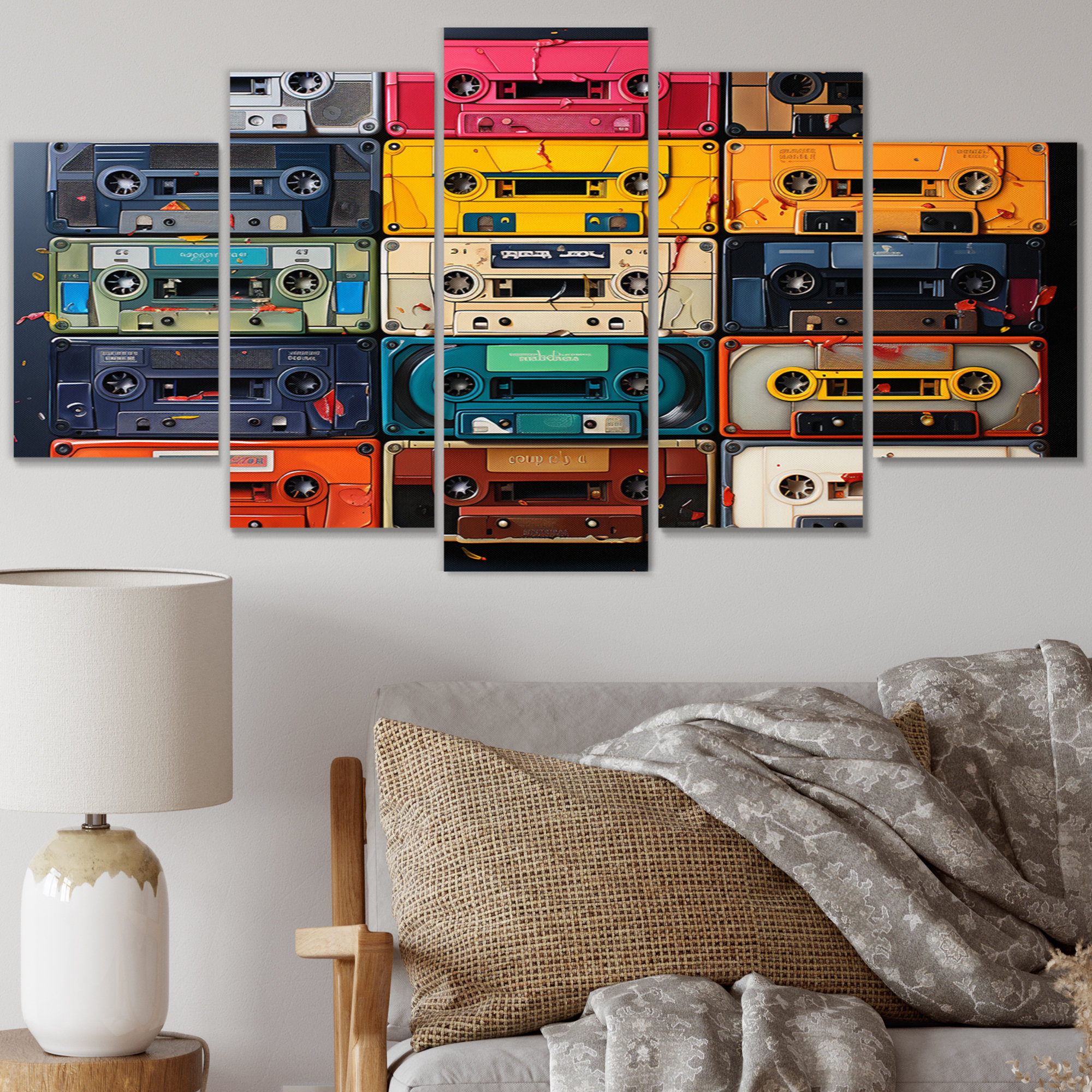 Design Art Cassette Tapes Nostalgic Grooves II - Music Metal Wall Art ...