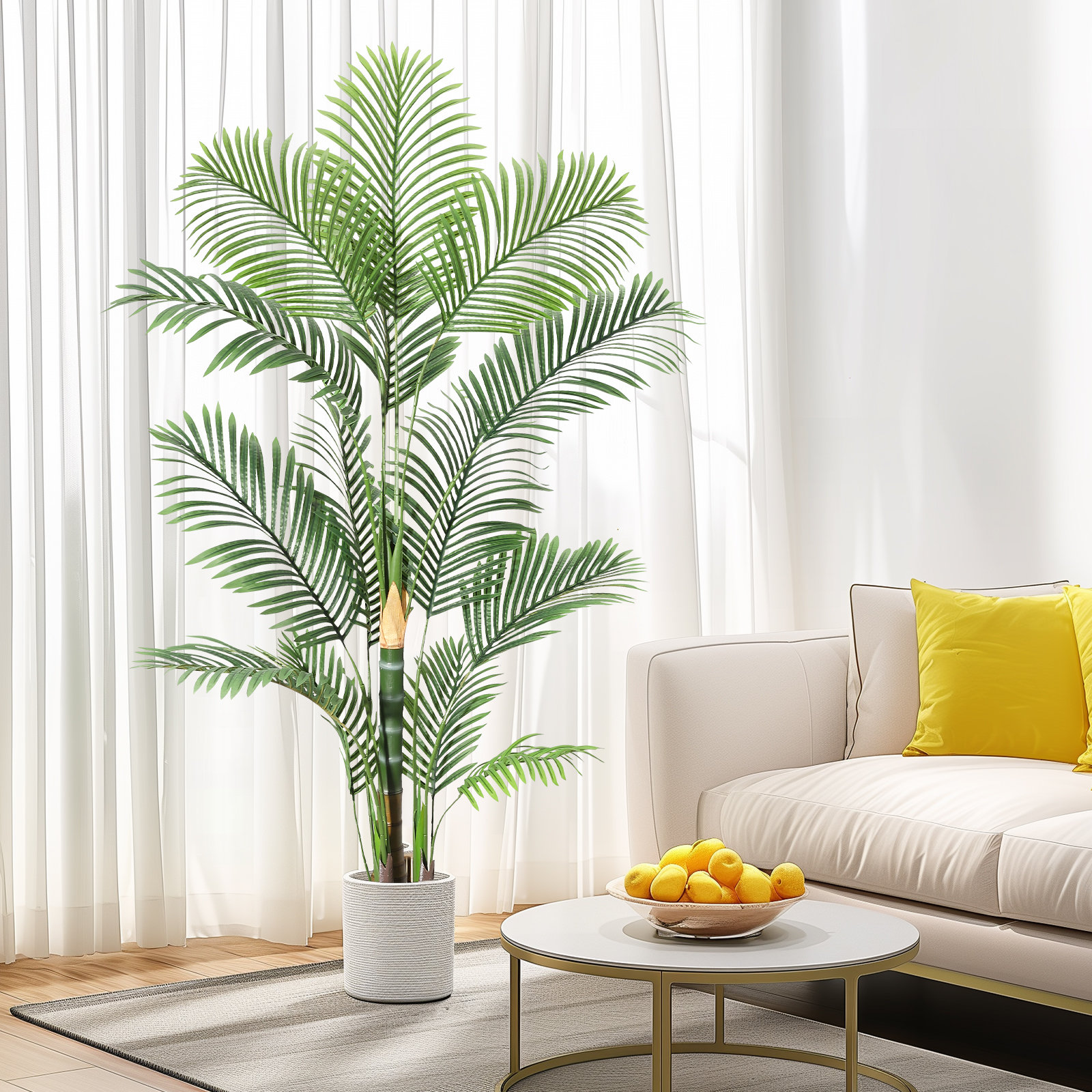 Bay Isle Home™ 6FT Fake Tropical Palm Plant, Artificial Golden Cane ...