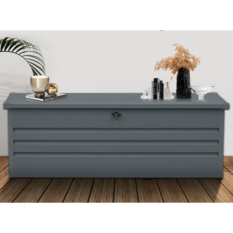 GhomeG 260 Gallon Metal Outdoor Deck Box Waterproof, Extra Large Patio ...