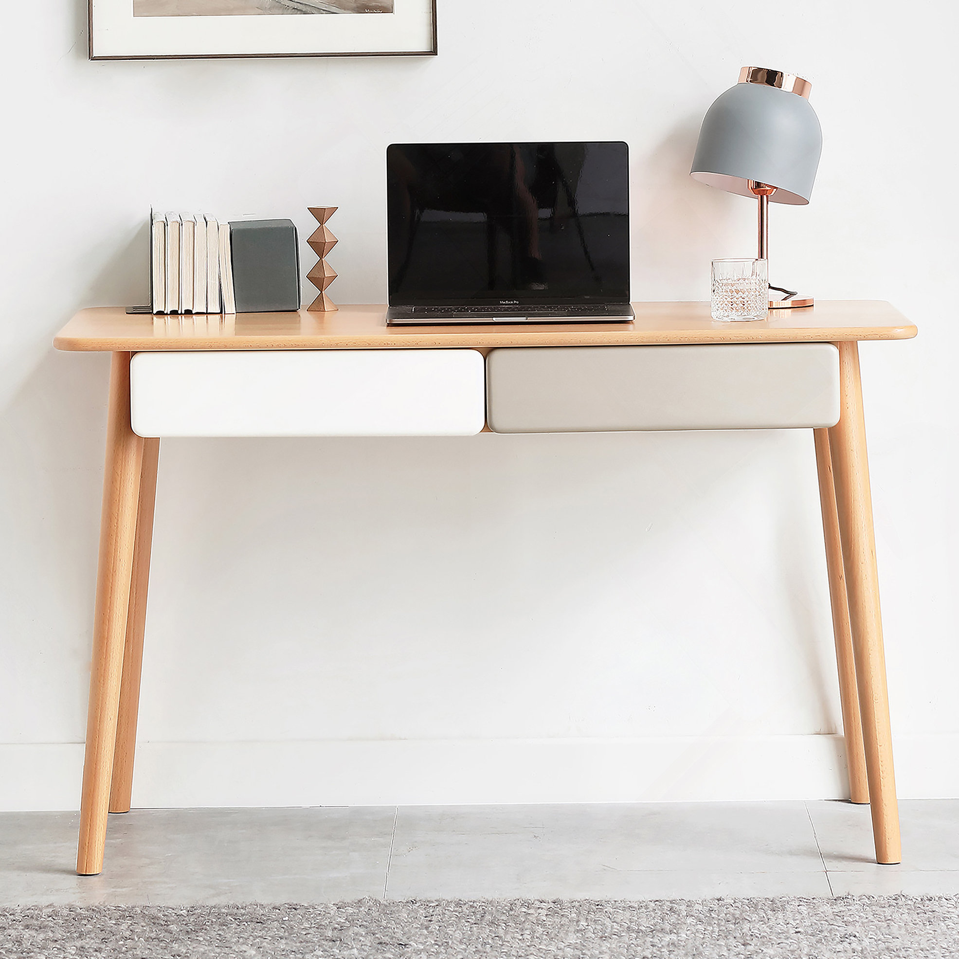 George Oliver Solid Wood Computer Desk - 47'' Large Size Office Desk ...