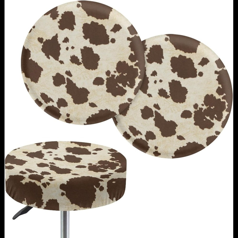 Red Barrel Studio® Bronze Cow Stretch Round Bar Stool Covers 2Piece ...