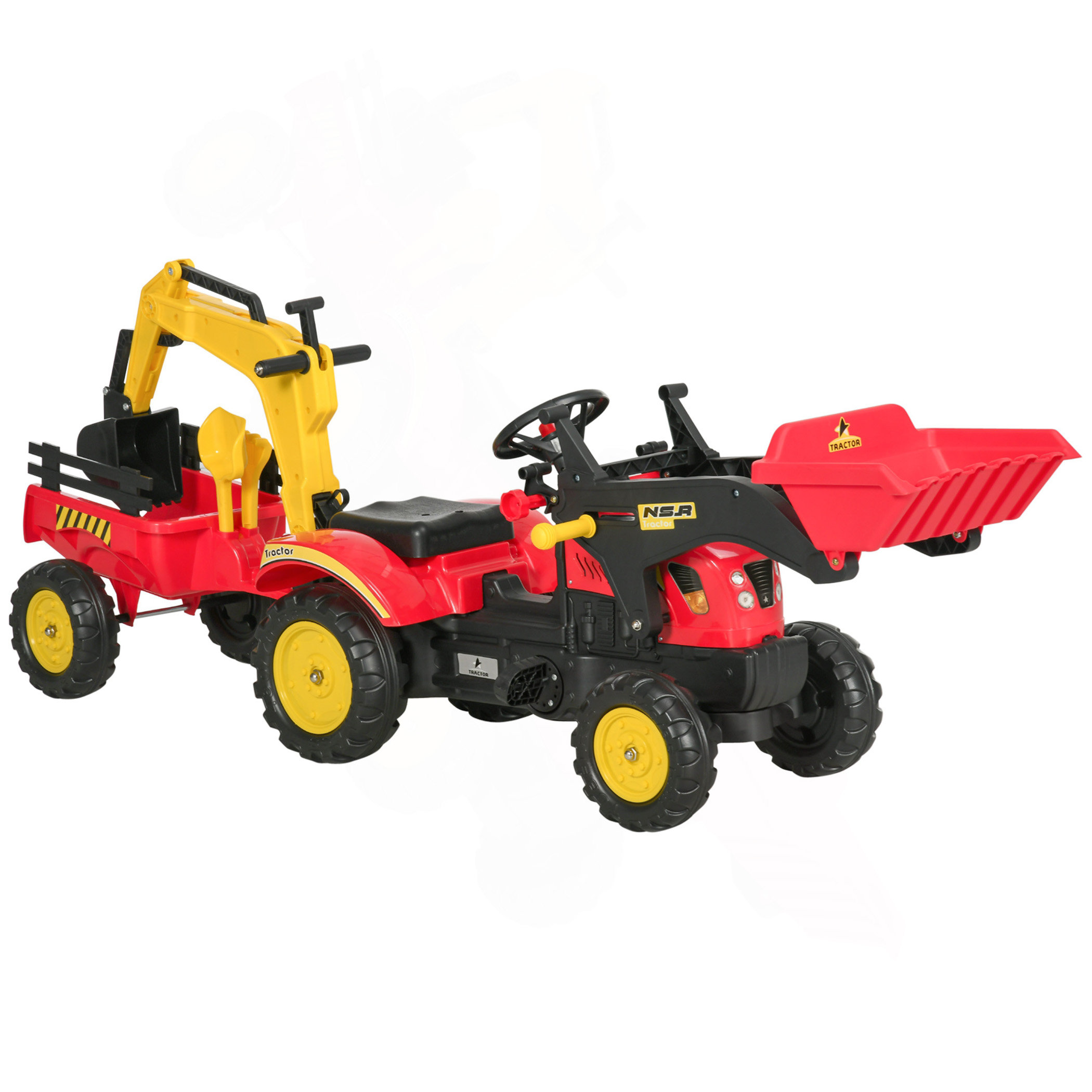 Jiafan 3 In1 Kids Ride On Excavator/Bulldozer, Pedal Car Digger Toy ...