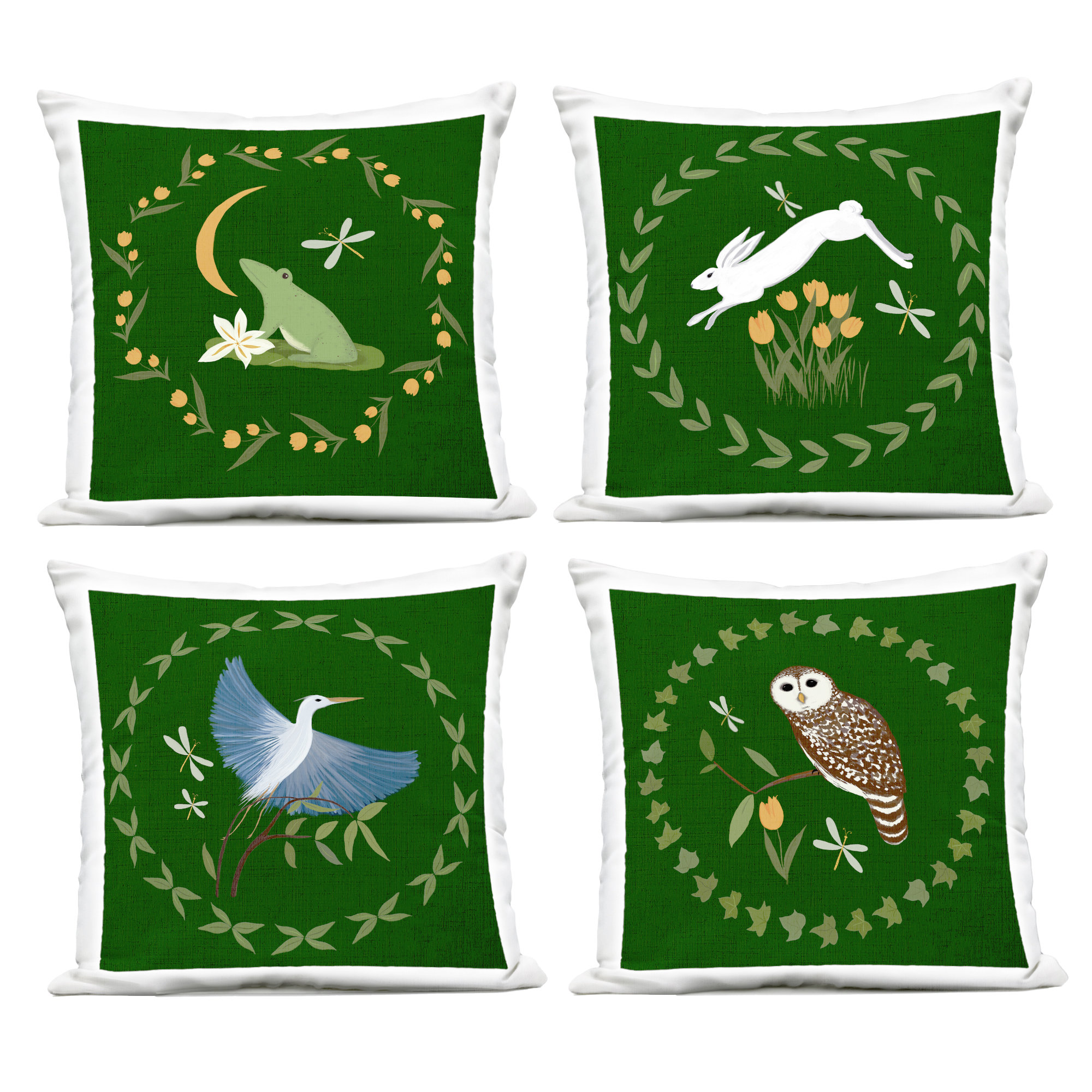 Stupell Industries Animals with Circular Wreaths Design by Michelle ...