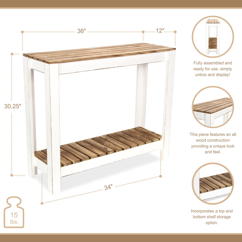 Beachcrest Home™ Cedarfield Brown & White Wooden Entry Table | Modern ...