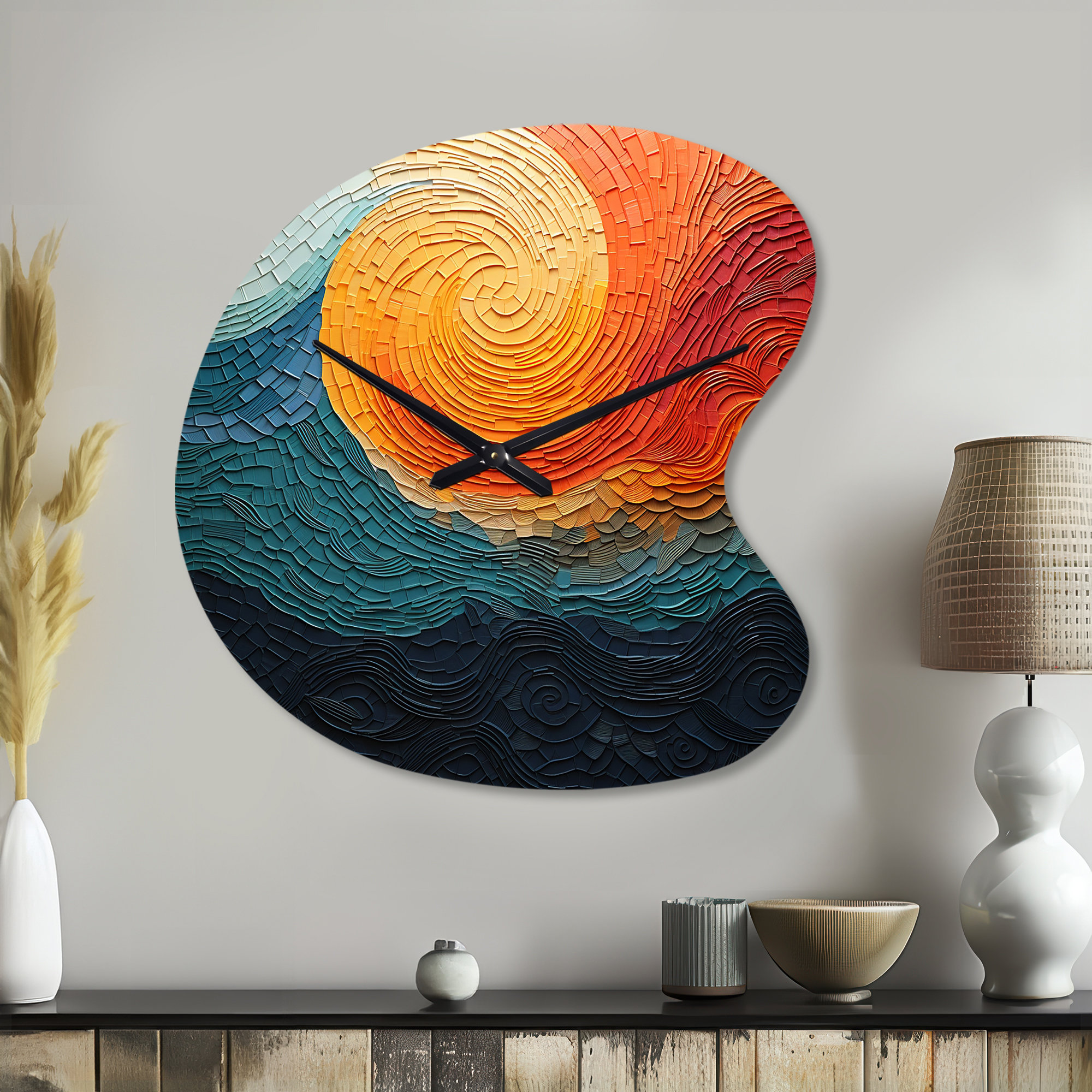 Design Art Teal Orange Op Art Rhythmic Illusion III - Drop Shape ...