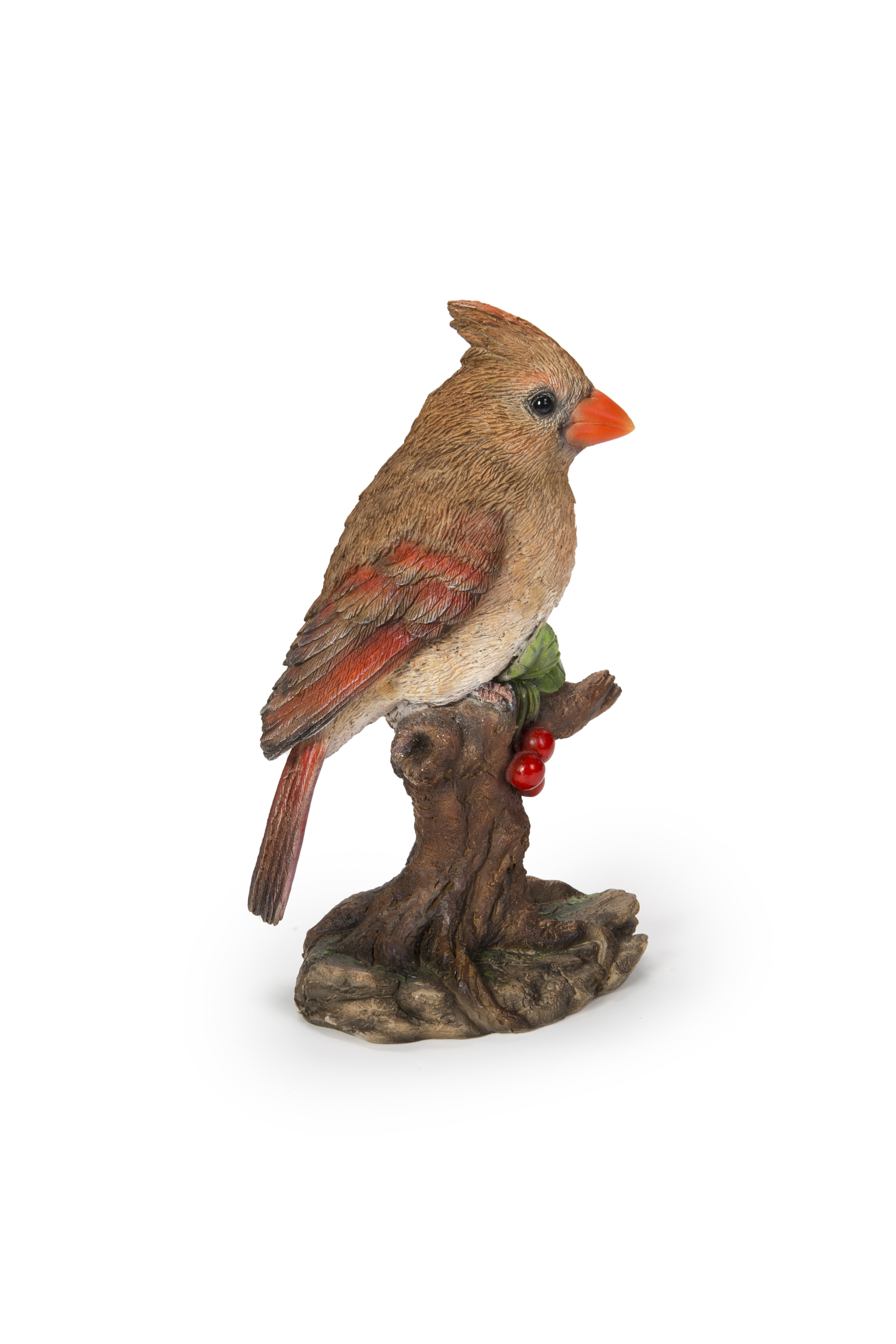 Hi-Line Gift Ltd. Female Cardinal Perched On A Stump Statue | Wayfair