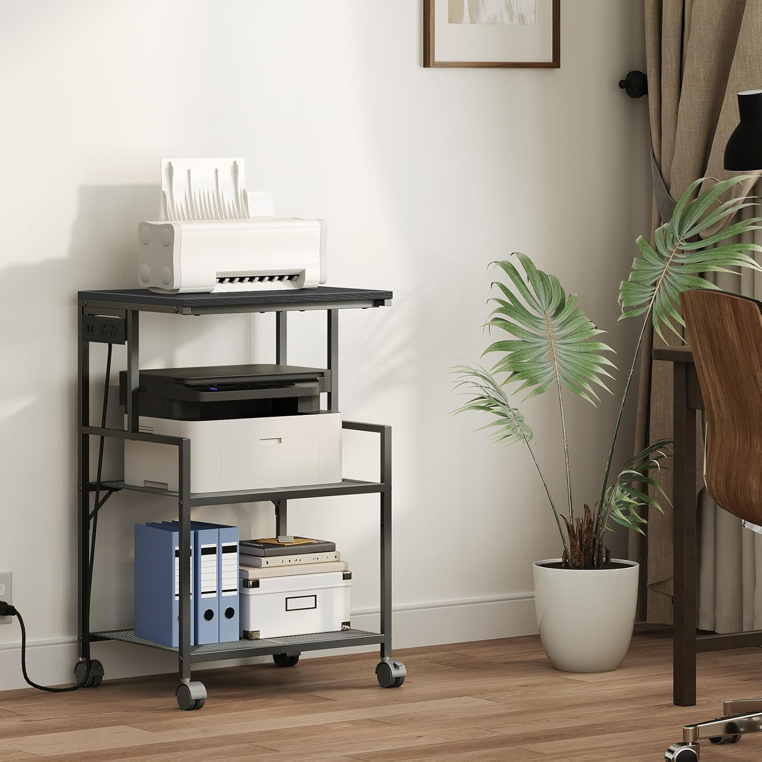 Elaine Mercure Mobile Printer Stand, 3-Tier Industrial Printer Cart ...