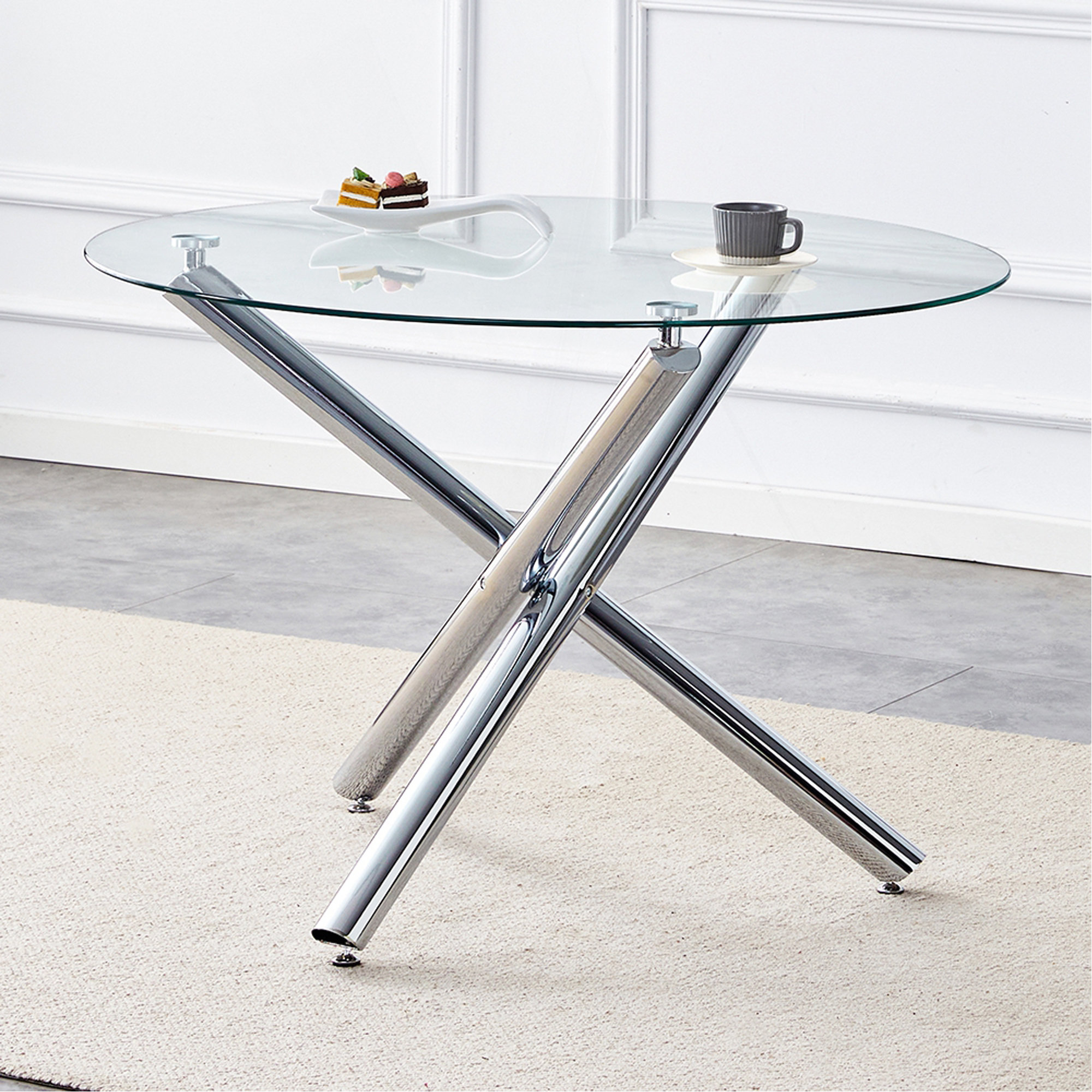 Wentygam 42-Inch Glass Round Table.Modern And Simple, Stylish Choice: A ...