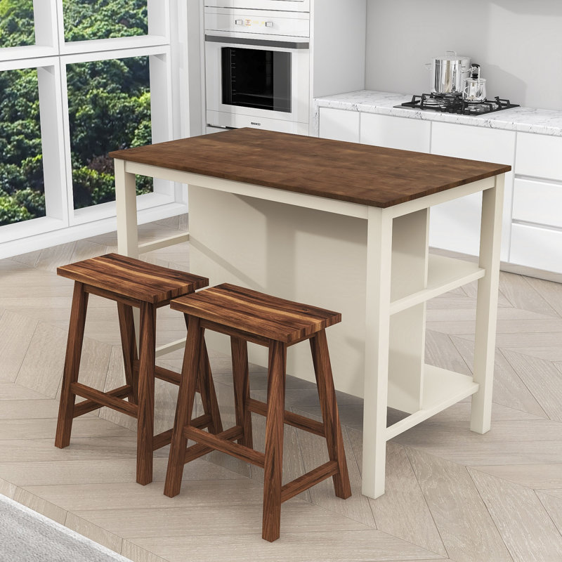 Red Barrel Studio® Rishvie 3-Pcs Stationary Kitchen Island Set With 2 ...