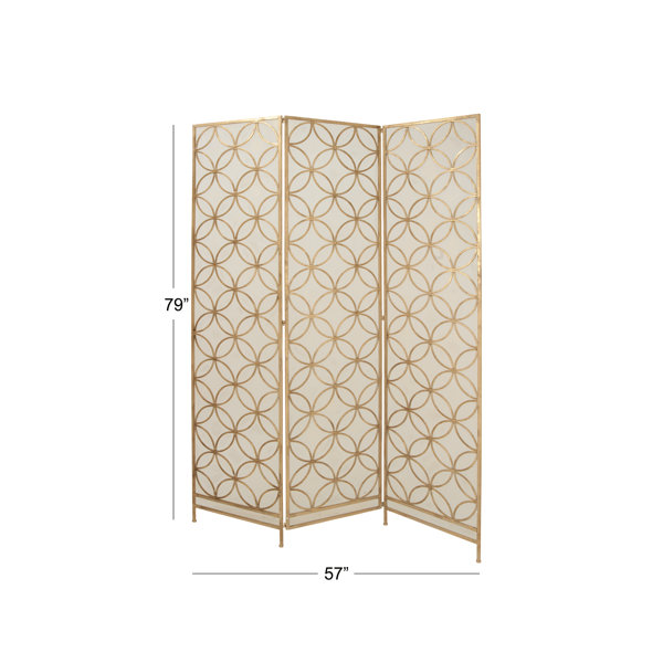 Ophelia & Co. Ezell Metal Hinged Foldable Partition 3 Panel Geometric ...