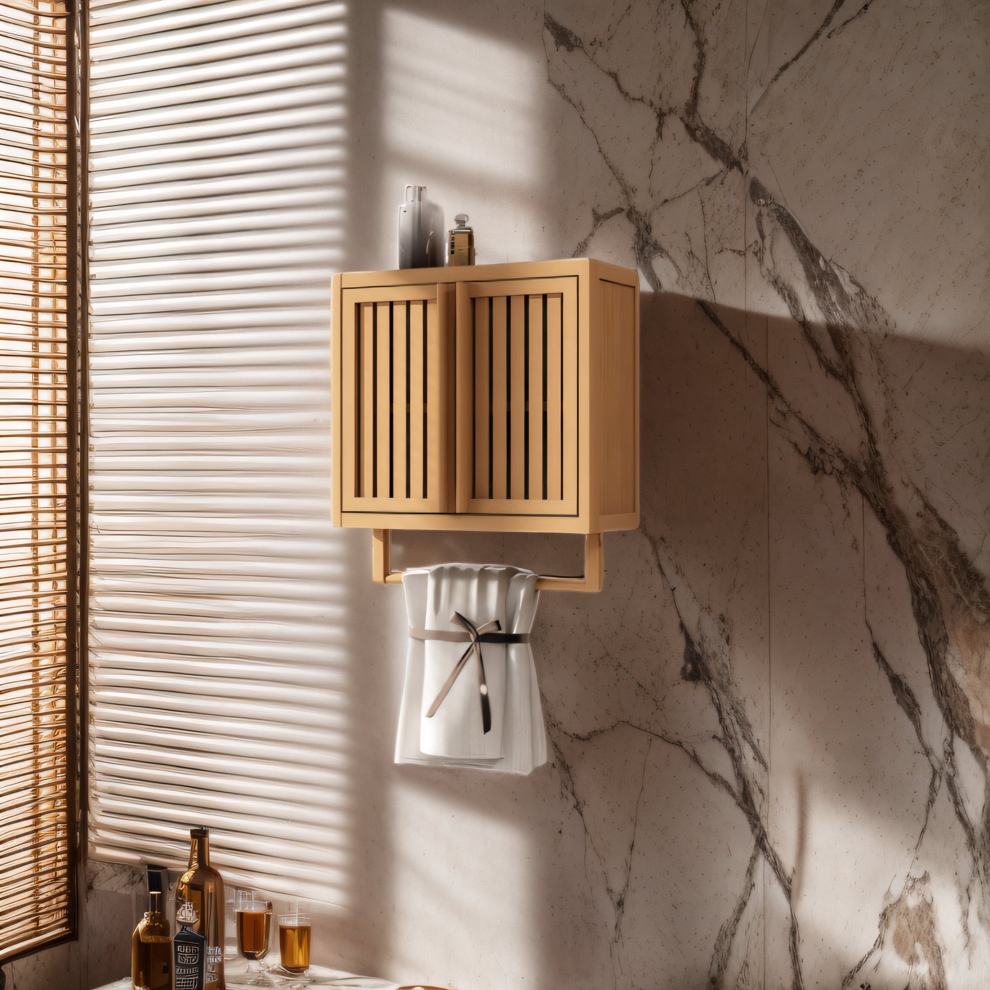 Latitude Run® Dubbo Wall Mounted Bamboo Toilet Storage Box With Boom ...