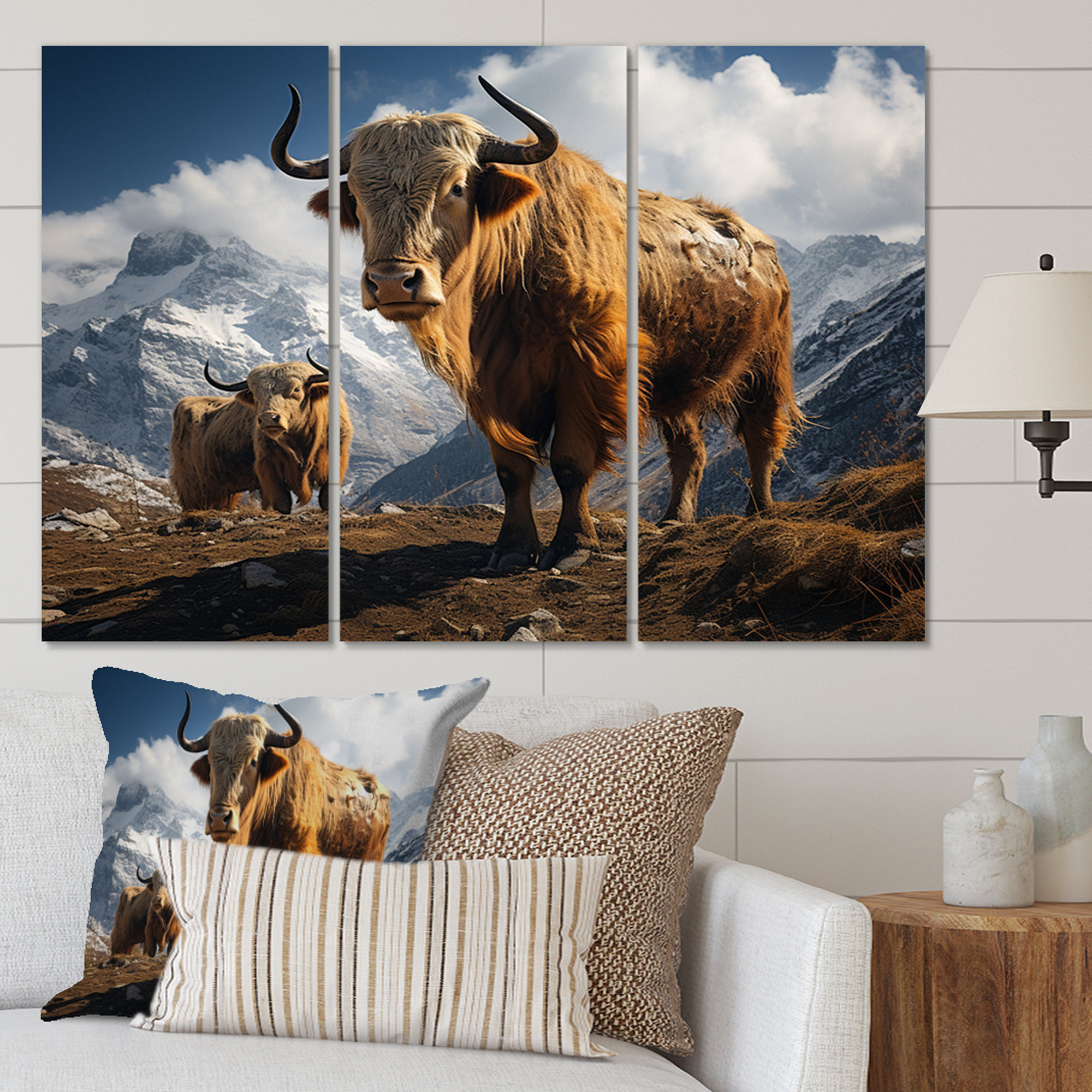 Union Rustic Brown Yaks in Montain II - Animals Metal Wall Art Set ...
