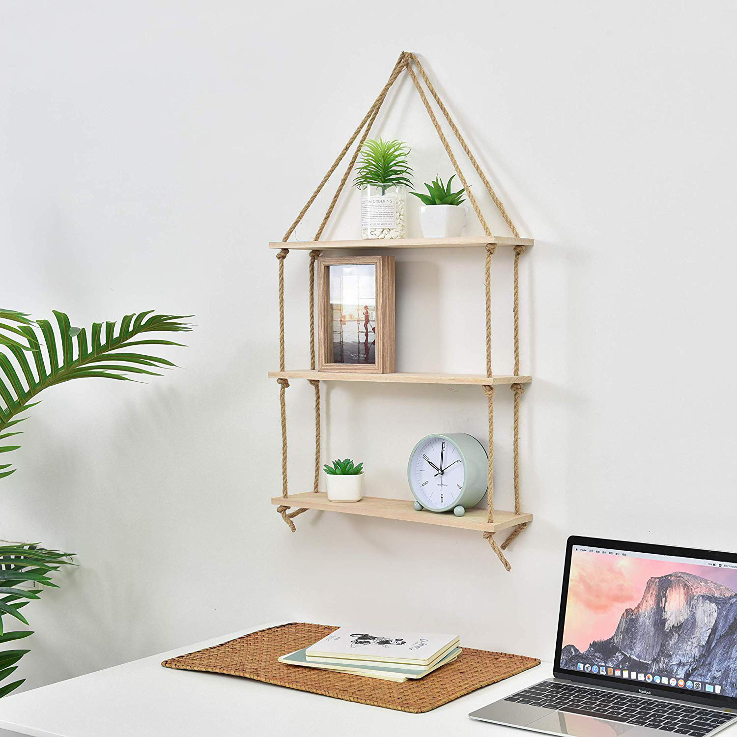 East Urban Home Meranda 3 Piece Solid Wood Tiered Shelf with Adjustable ...