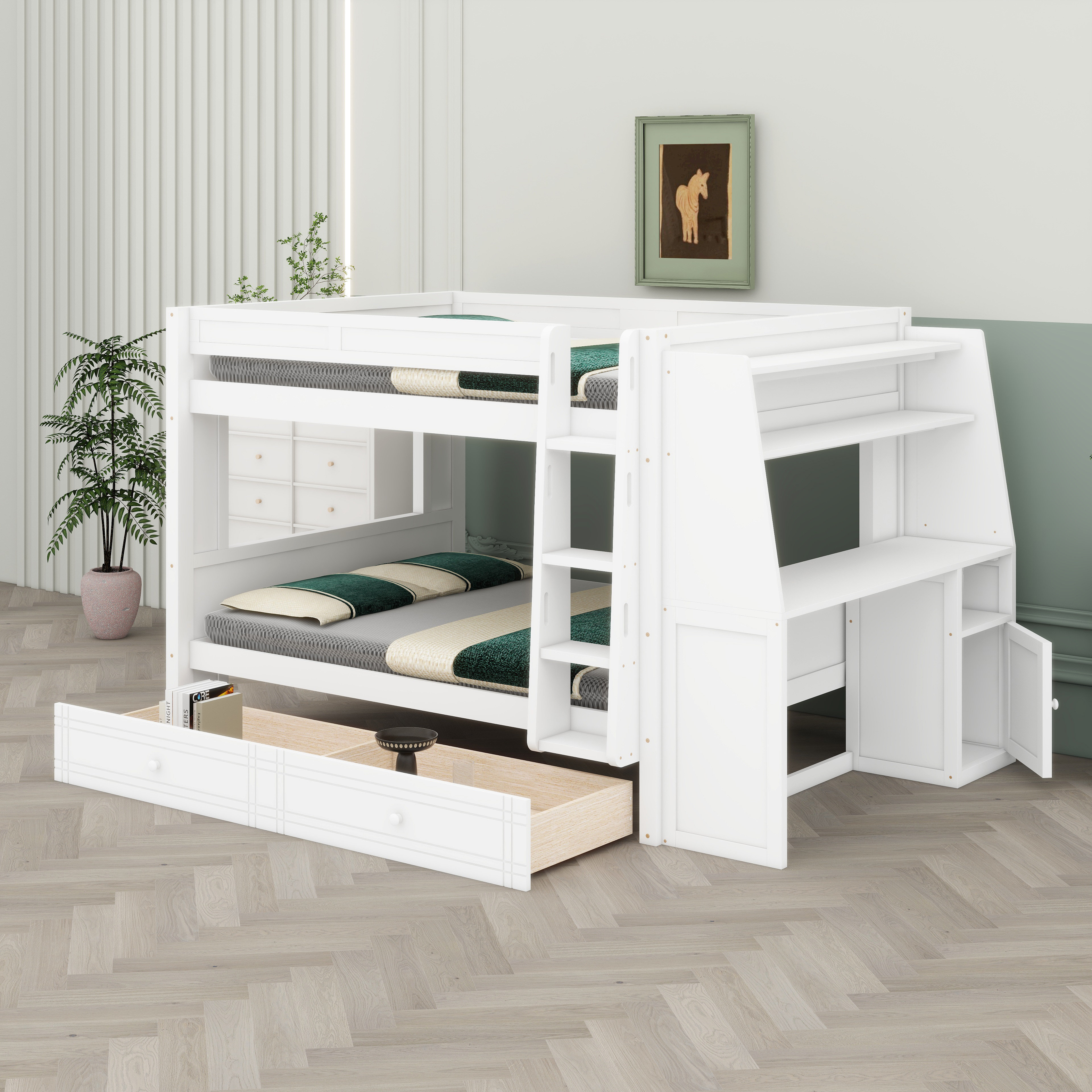 Latitude Run® Versatile Bunk Bed System with Under-Bed Desk, Open ...