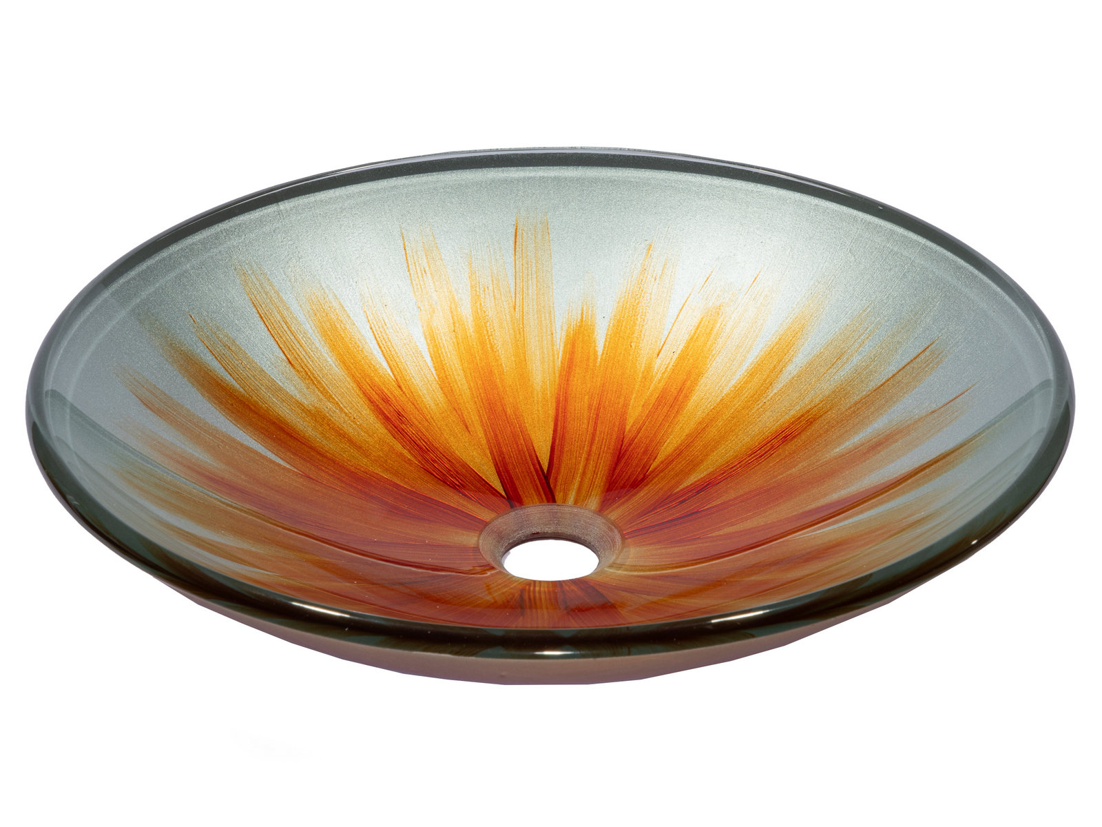 EdenBath Eden Bath 18'' Orange Tempered Glass Circular Bathroom Sink ...