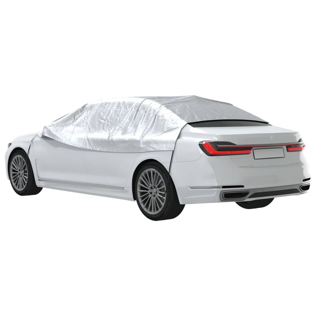 Vidaxl Half Car Cover With Hooks Silver | Wayfair