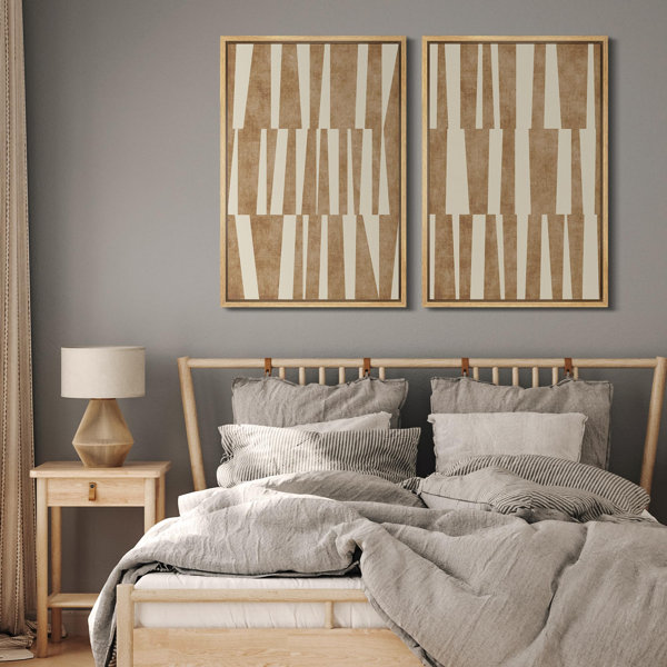 wall26 " Set Taupe Tones Modern Geometric Abstract " 2 - Pieces on ...