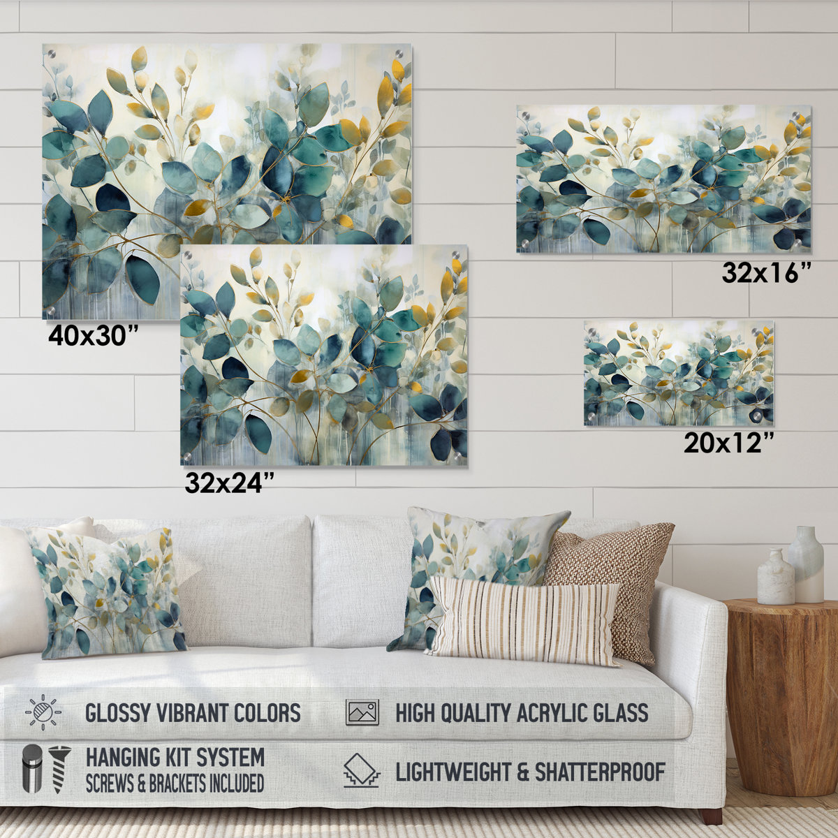 Lark Manor™ Blue Botanical Rhythms II - Abstract Botanicals Acrylic ...