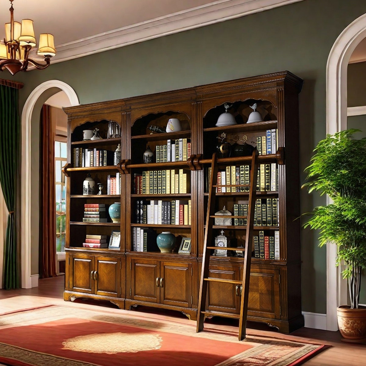 SMI Cabinetry Inc 114.96" Brown Standard Solid Wood Bookcases - Wayfair ...