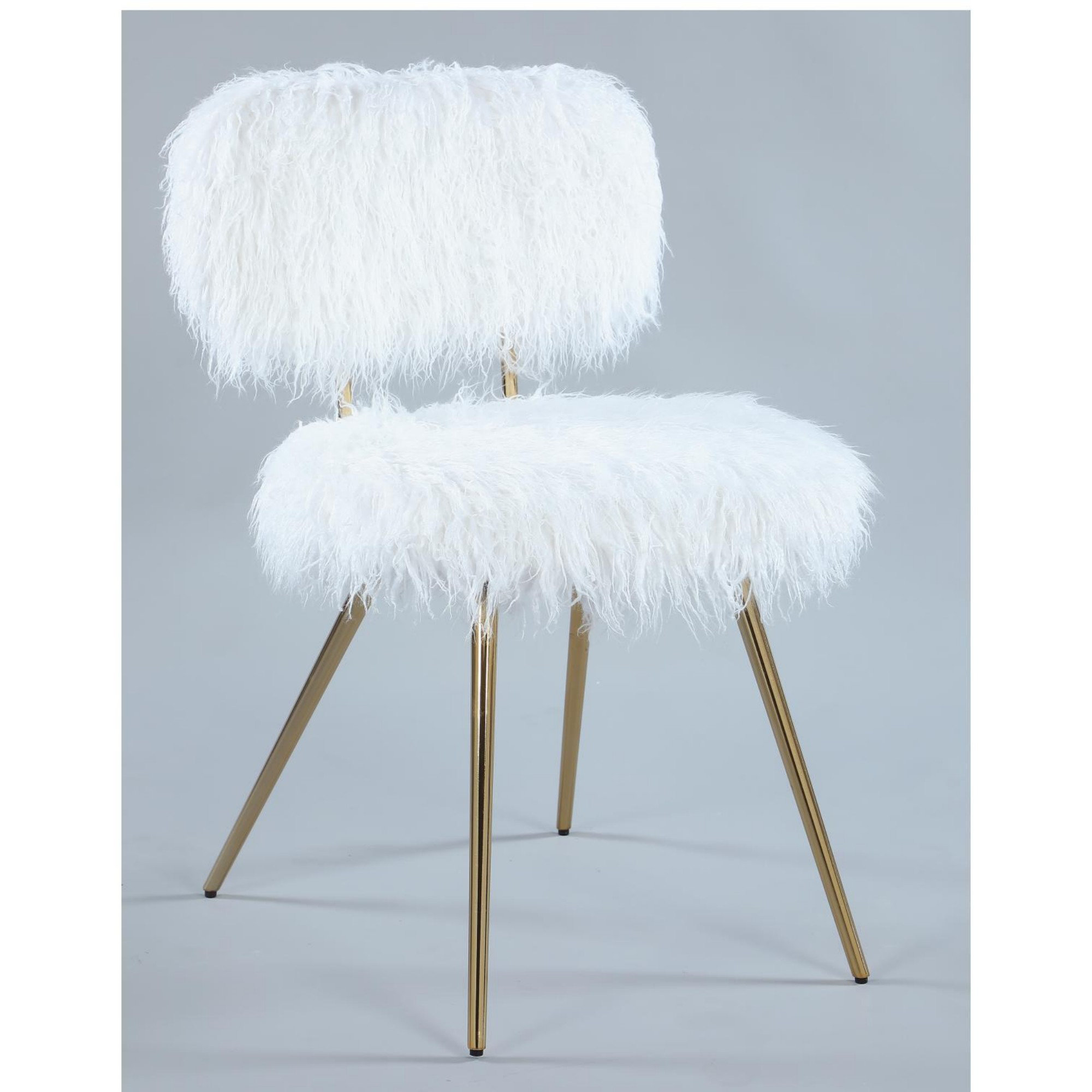 Mercer41 Faux Fur Accent Chair with Gold Legs | Wayfair
