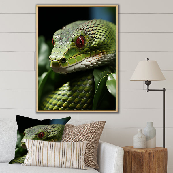 Ebern Designs " Portrait Of Green Snake Wildlife Photography " | Wayfair