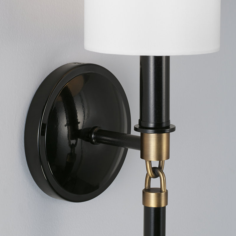 Birch Lane™ Sloane 5" 1-Light Sconce In Glossy Black And Aged Brass ...