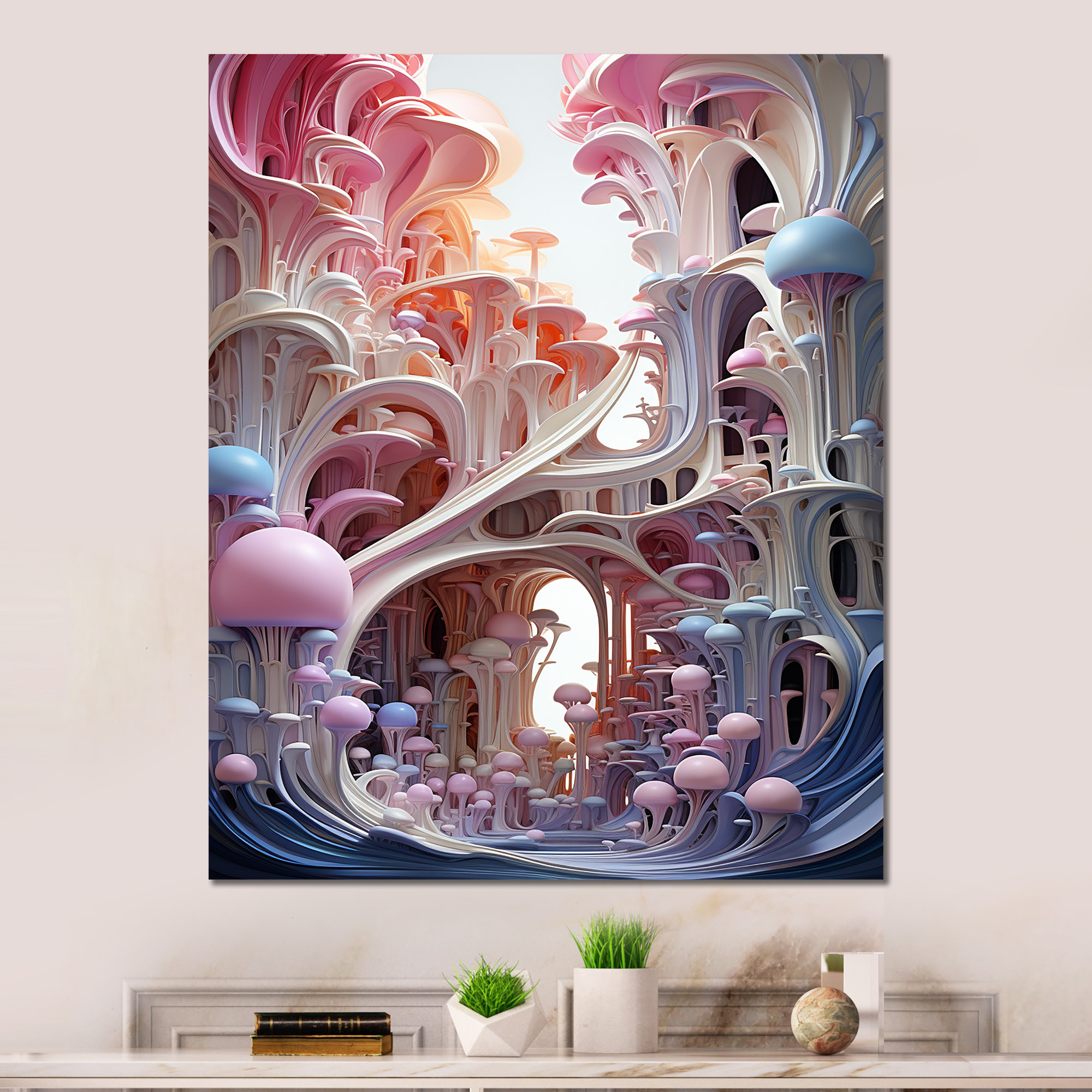 Ivy Bronx Surrealism Pastel Cityscape - Surrealism Metal Wall Art ...