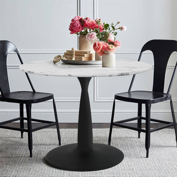 George Oliver Indars Round Metal Base Dining Table & Reviews | Wayfair