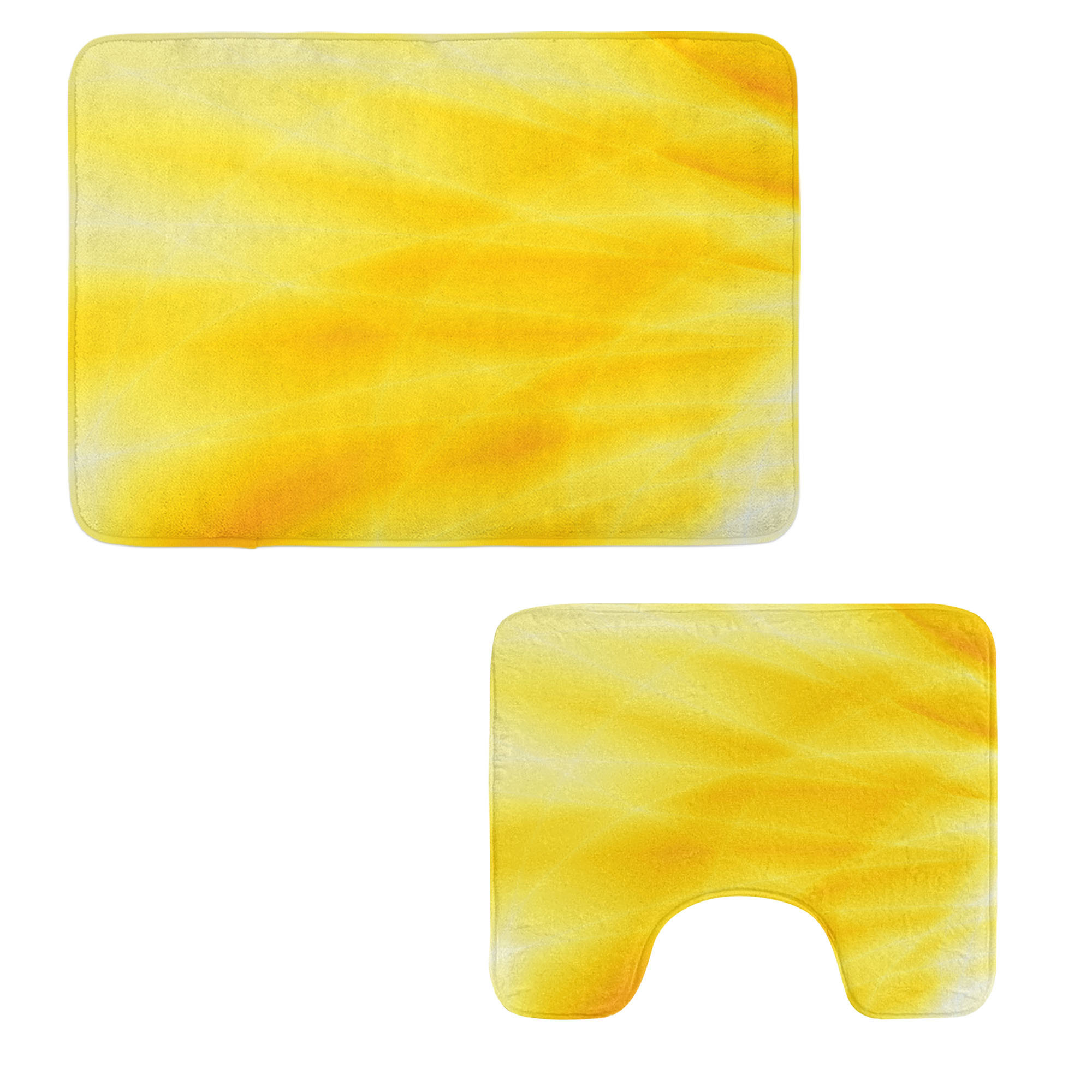 Dakota Fields Yellow Bathroom Rug Set 2 Pieces Rectangle & Contour Mats ...