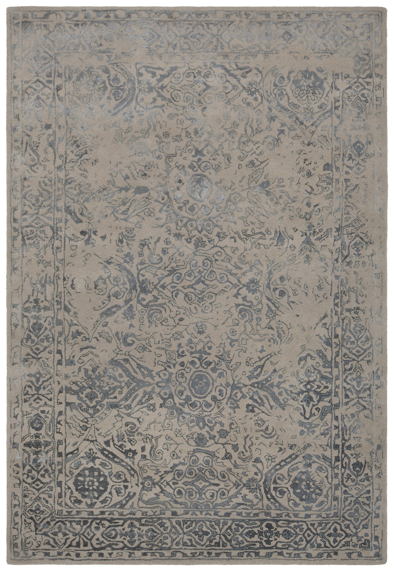 Chandra Rugs Zina Hand-Tufted Beige/Blue Area Rug | Perigold