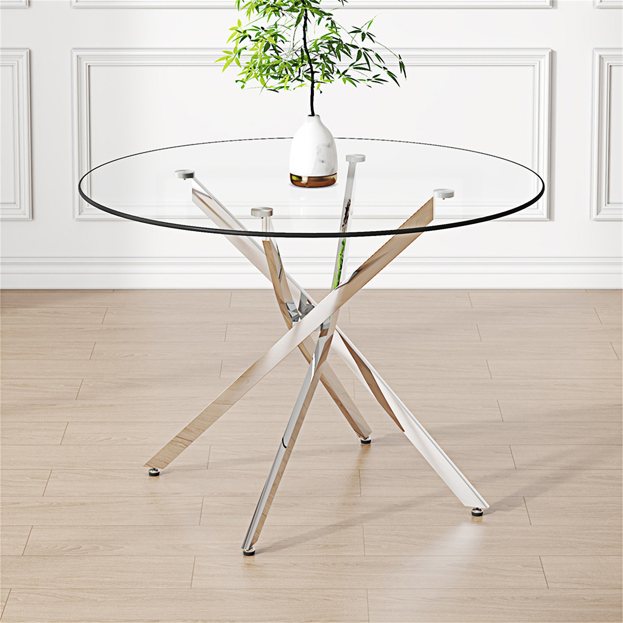 Wrought Studio™ Modern Minimalist Style Round Transparent Tempered ...