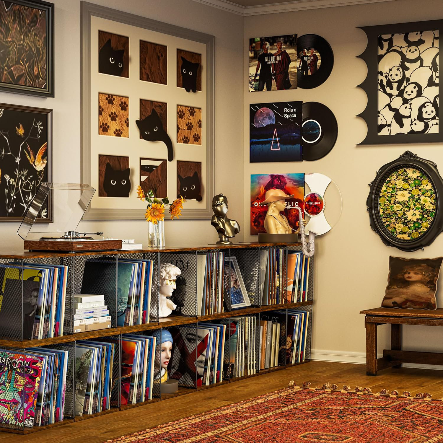 17 Stories 2 Sets Of Record Holder Shelf Vinyl Record Storage Furniture ...