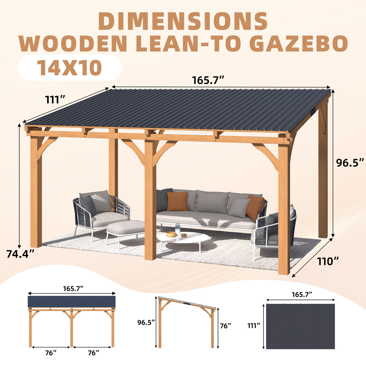 AECOJOY Patio Wood Lean To Hardtop Pergolas And Gazebos & Reviews ...