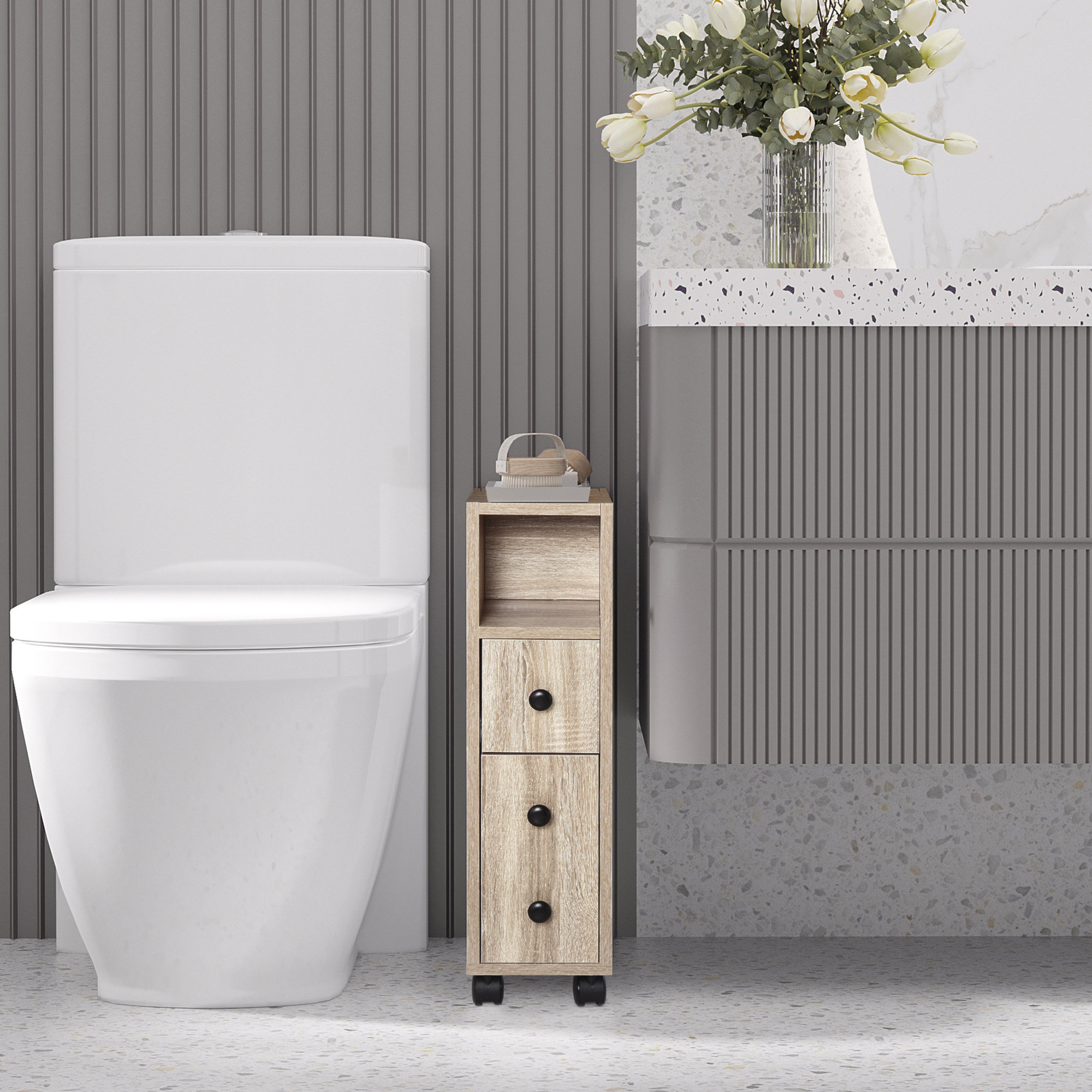 Ophelia & Co. Kleankin Freestanding Compact Design Bathroom Cabinet ...