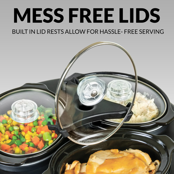 Mega Chef Triple Round Oval 1.5 Quart Stainless Steel Cooker Buffet ...