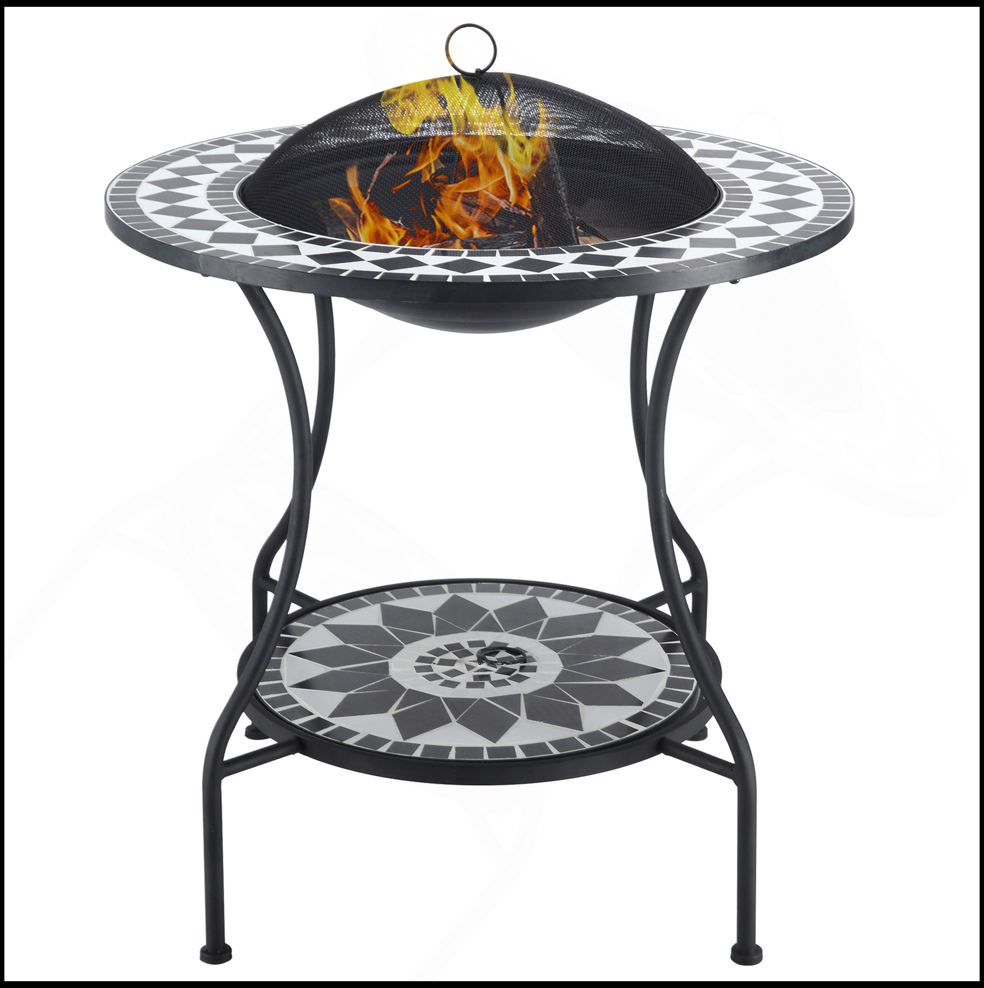 KUNMINGZHUHE 30" Outdoor Fire Pit Dining Table, 3-In-1 Round Wood ...
