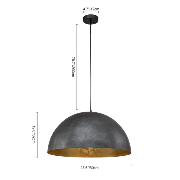 Mercer41 Industrial Oversized Large Metal Dome Pendant "& Reviews ...