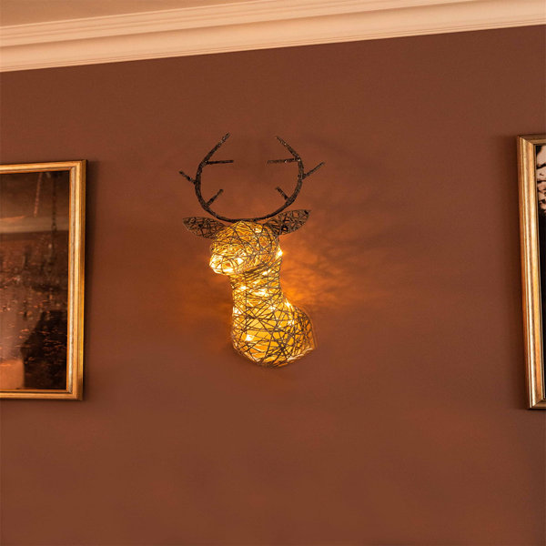 The Seasonal Aisle Christmas Wall Mounted Sparkly Stag LED Ornament ...