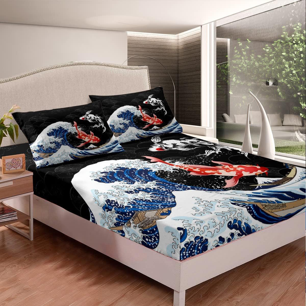 GLETED Fish Bed Sheets Ocean Surfing Koi Toddler Sheet Set Kids Adult ...