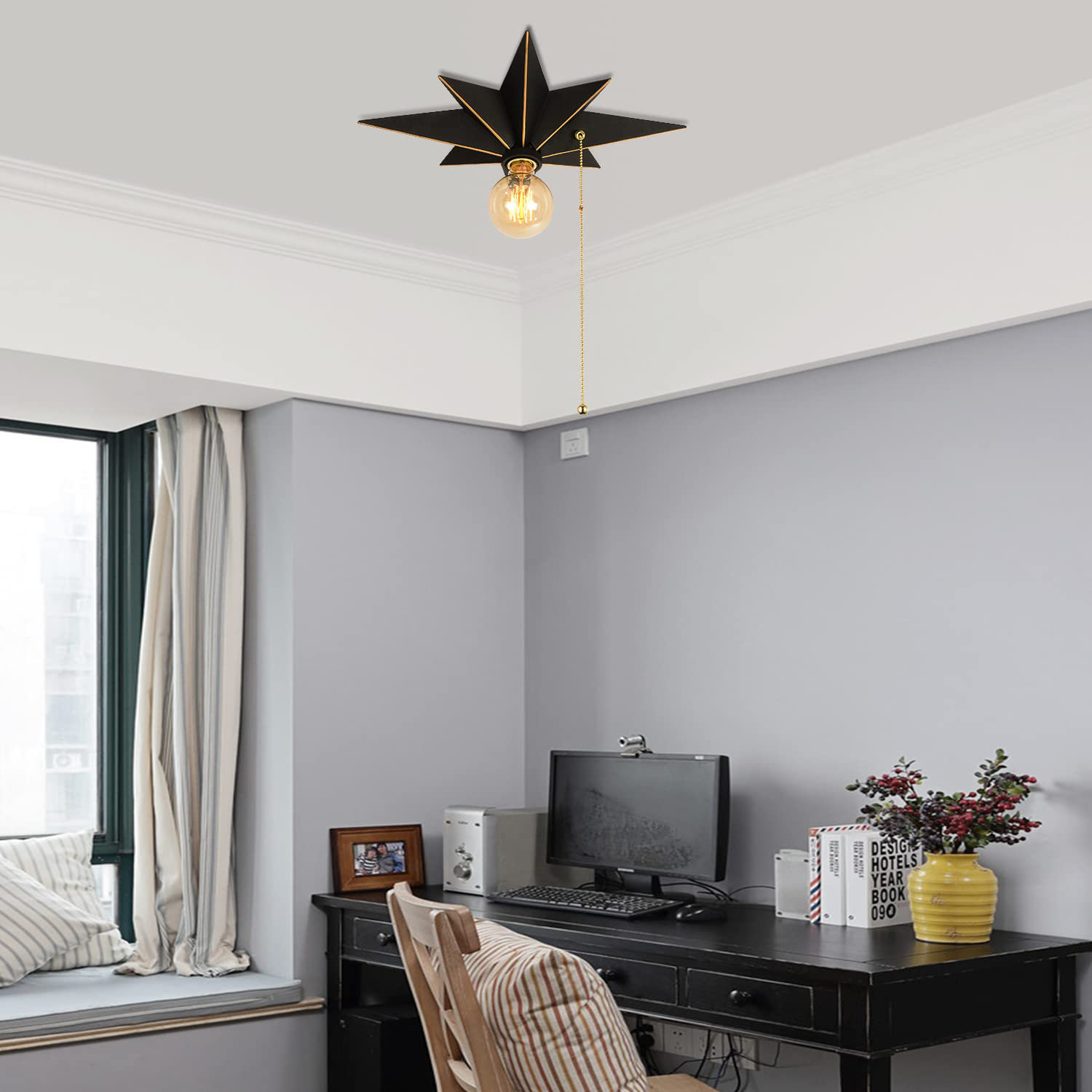 Corrigan Studio® 16 Inch Flush Mount Ceiling Light With Pull Chain On ...