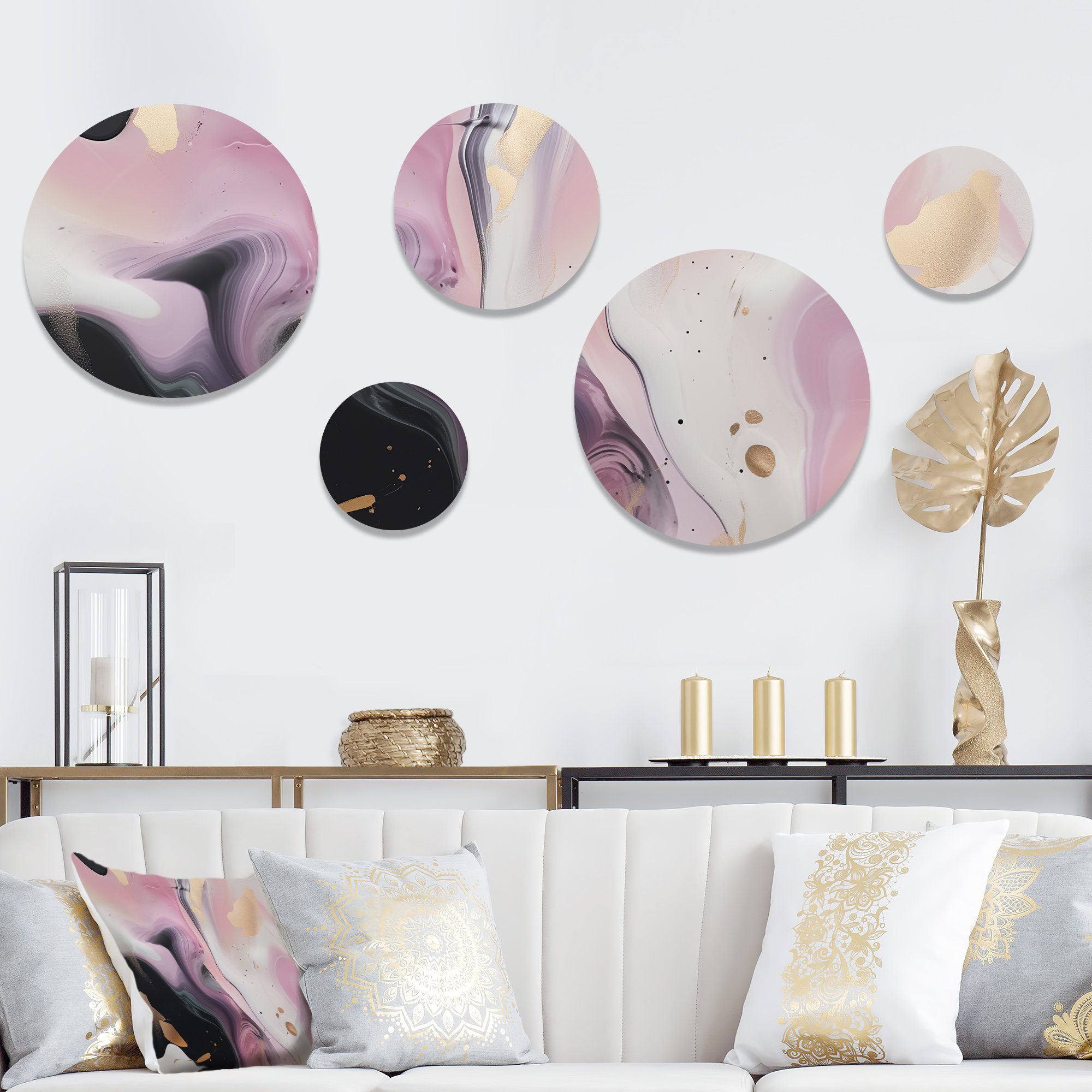 Design Art Pink and Black Mysterious Marble II - Abstract Marble Metal Wall Décor | Wayfair