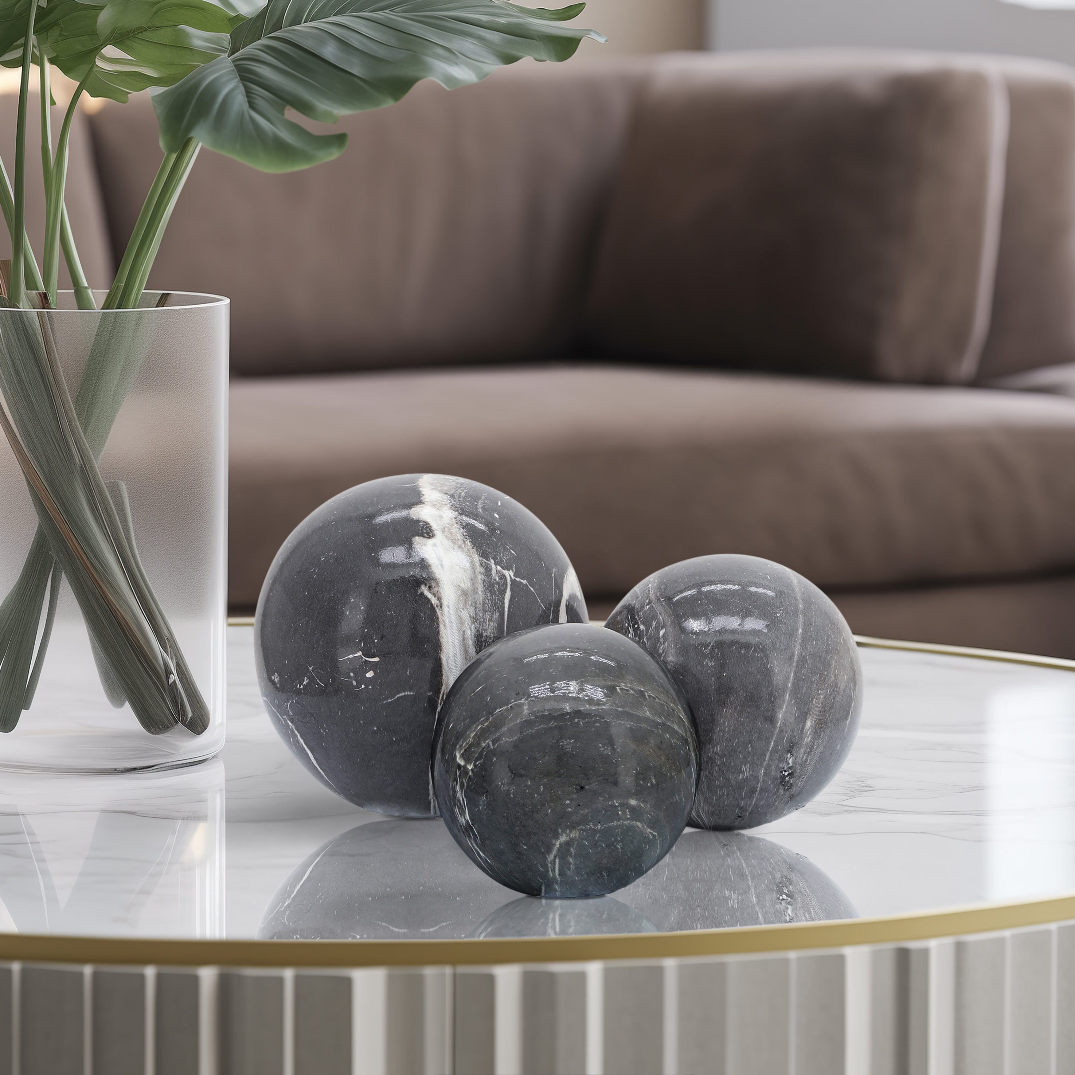 Ivy Bronx Doherty Polished Marble Decorative Sphere Accent Sculpture ...
