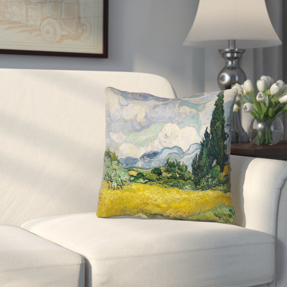 ArtVerse Vincent Van Gogh Wheatfield with Cypresses Square Outdoor ...
